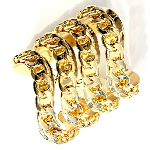 Jewelry | Wavy 4 Tier Gold Tone Chain Look Cuff Bracelet | Poshmark